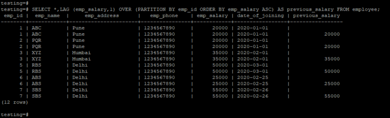 PostgreSQL LAG() | Examples on How PostgreSQL LAG() Work