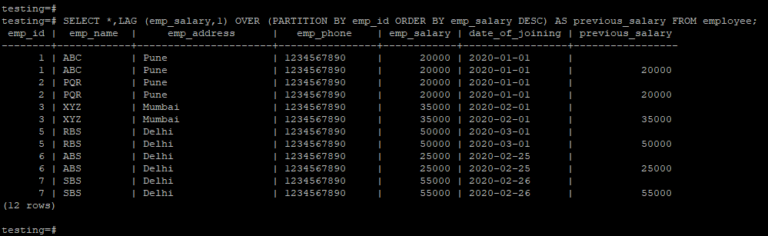 PostgreSQL LAG() | Examples on How PostgreSQL LAG() Work