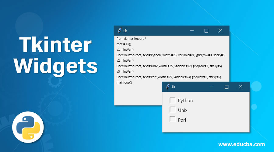 Tkinter Widgets Functions Of Tkinter Widgets With Different Examples