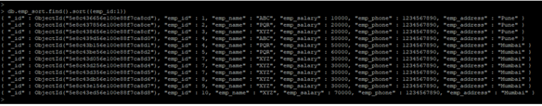 MongoDB sort() | A Quick Glance of MongoDB sort() with Examples