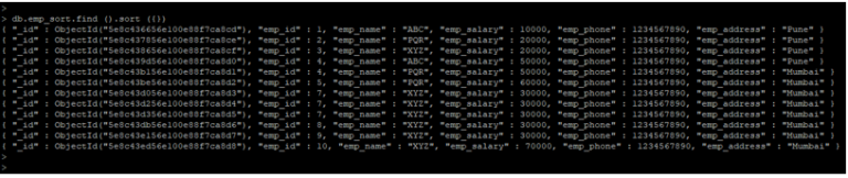 MongoDB sort() | A Quick Glance of MongoDB sort() with Examples