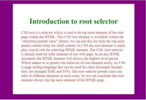 CSS root | Guide to What root Selector do in CSS with Examples