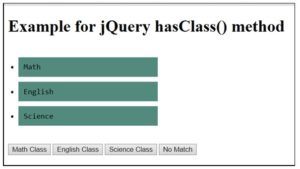 jQuery hasClass() | Guide to Examples of jQuery hasClass()