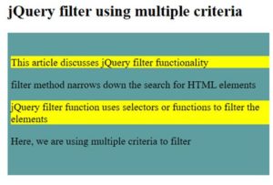 jQuery filter | A Quick Glance to jQuery filter with Examples