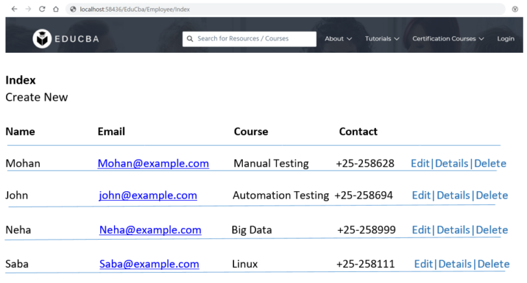 Entity Framework In Mvc Examples Of Entity Framework In Mvc