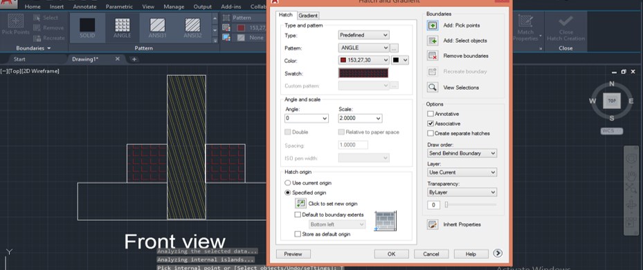 How To Add Hatch In Autocad On The Boundaries Panel Specify The How The Pattern Boundary Is 