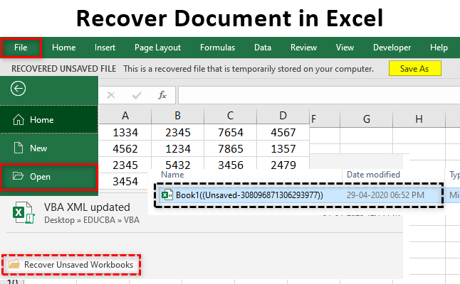 Recover Document In Excel What Is Document Recovery In Excel 