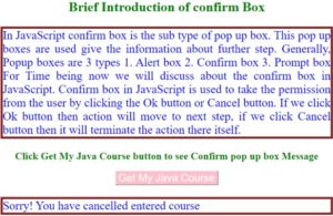 JavaScript Confirm | How Confirm box work in JavaScript