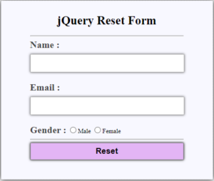 jQuery Reset Form | Implementation of jQuery Redirect Method
