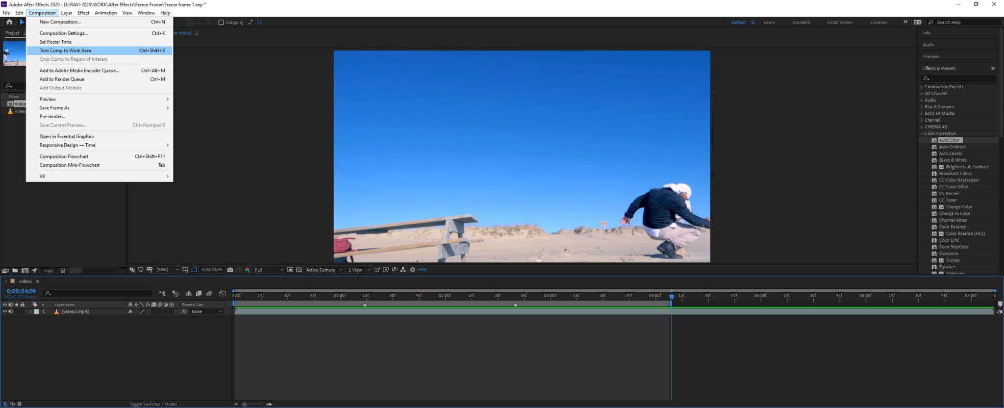 After Effects Freeze Frame | Different Steps of After Effects Freeze Frame