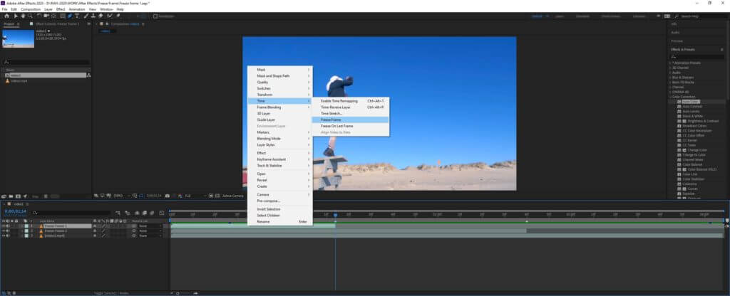 After Effects Freeze Frame | Different Steps of After Effects Freeze Frame