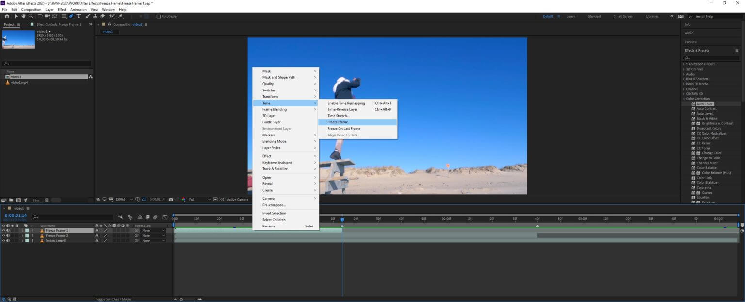 After Effects Freeze Frame | Different Steps of After Effects Freeze Frame
