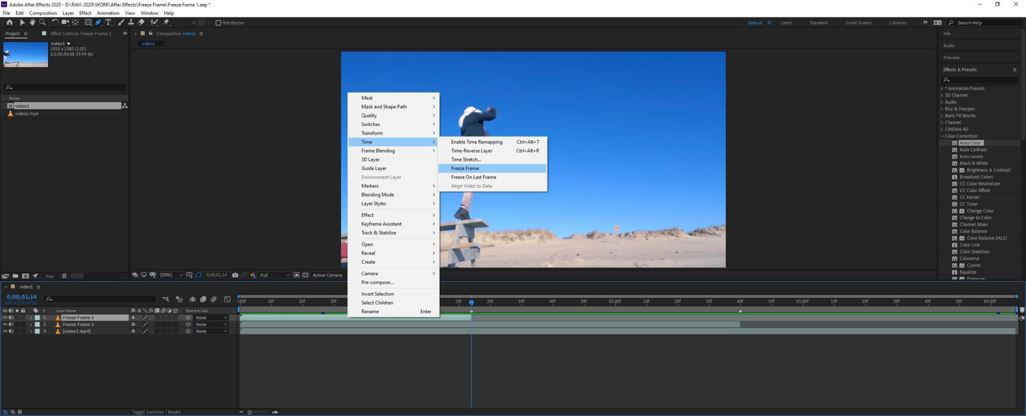 After Effects Freeze Frame | Different Steps of After Effects Freeze Frame