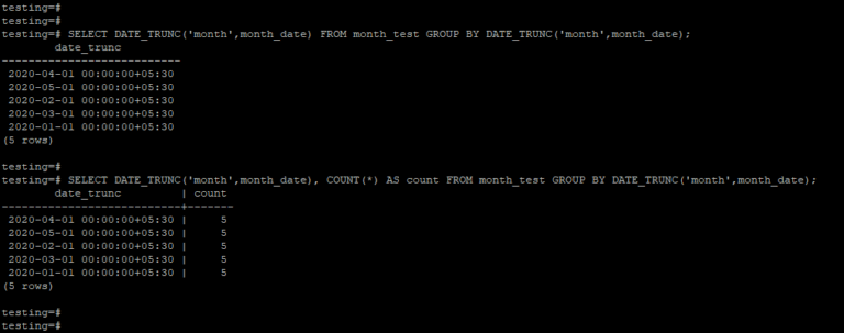 PostgreSQL group by month | Learn How to perform group by month?