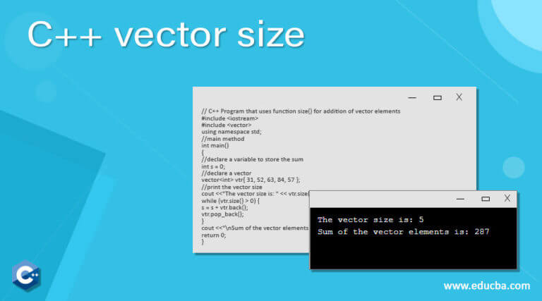 C++ vector size | How to find the size of vector work in C++ with example?