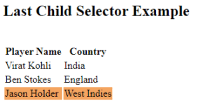 CSS last child | How does last-child selector work in CSS with examples?