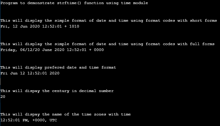 Python Strftime Working Of Strftime Function In Python With Example