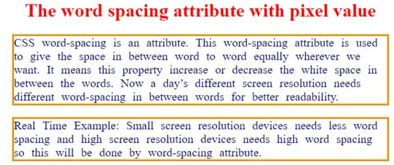 CSS word-spacing | How does word-spacing work in CSS with Examples