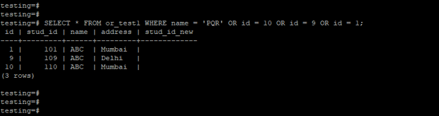 Postgresql Or How Or Condition Works In Postgresql Examples