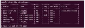 MySQL DESCRIBE table | Different examples of MySQL DESCRIBE table