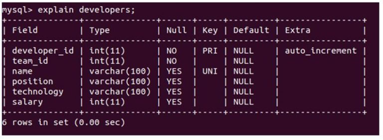MySQL DESCRIBE table | Different examples of MySQL DESCRIBE table