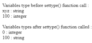 PHP settype | Working and examples of PHP settype() function