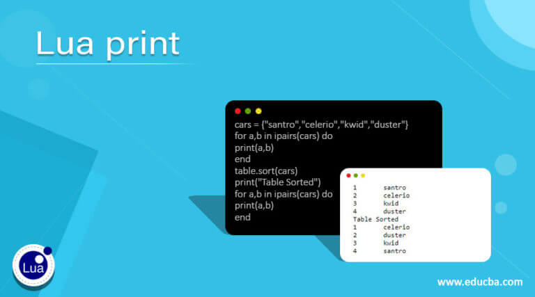 Lua print | How print function works in Lua with Examples?