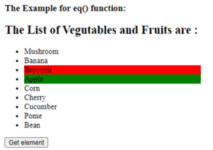 jQuery eq() | Working and Examples of jQuery eq() Function