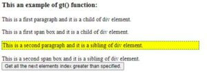 jQuery gt() | Working of jQuery gt() Function | Examples