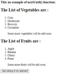 jQuery nextUntil | Working of jQuery nextUntil() Function | Examples