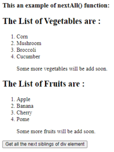jQuery nextall | Learn the Working of the JQuery nextAll() function
