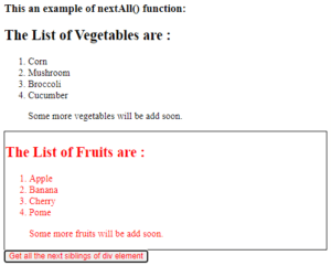 jQuery nextall | Learn the Working of the JQuery nextAll() function