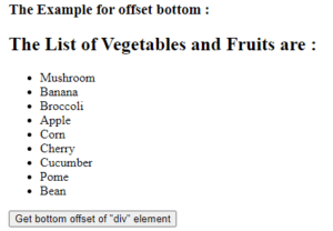 jQuery offset bottom | Working of the jQuery offset bottom