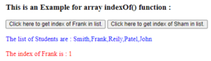 jQuery indexOf | Working of the JQuery array indexOf() function