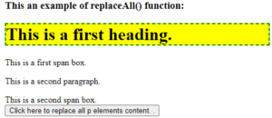 jQuery replaceAll | working of the jQuery replaceAll() and examples
