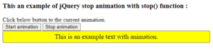 jQuery stop animation | Learn the working of jQuery stop-animation