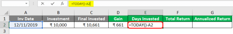Calculating Investment Return In Excel | Examples and Calculation