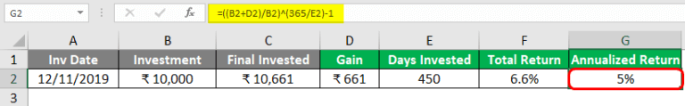 Calculating Investment Return In Excel | Examples and Calculation