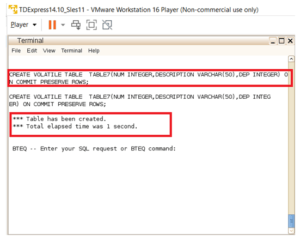 Teradata Volatile Table | Key Points in Volatile Tables with example