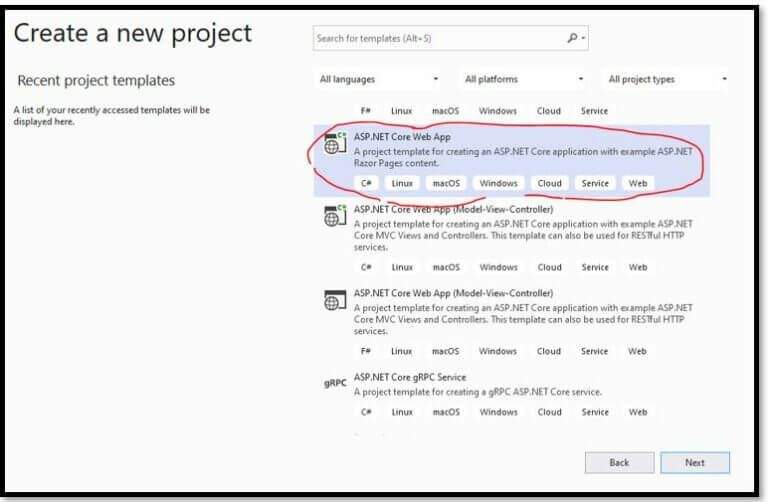 Asp Core Razor Pages How To Create A Razor Pages Project