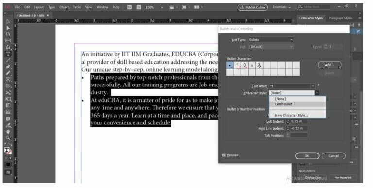 InDesign Bullet Points | Complete Guide to InDesign Bullet Points
