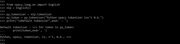 SpaCy tokenizer | What is spaCy tokenizer? | Examples