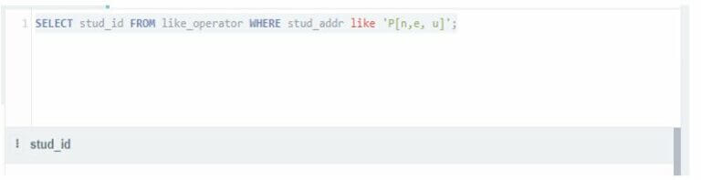 SQL LIKE Operator - Pattern and Tables with Script