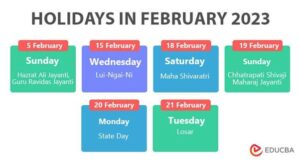 Updated List of Observances and Public Holidays in February 2023