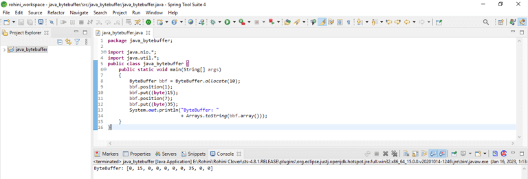 Java nio ByteBuffer | Create a Java nio ByteBuffer | Class Methods
