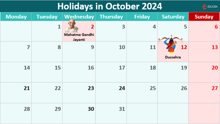 List of Holidays in October 2024 (India) | EDUCBA