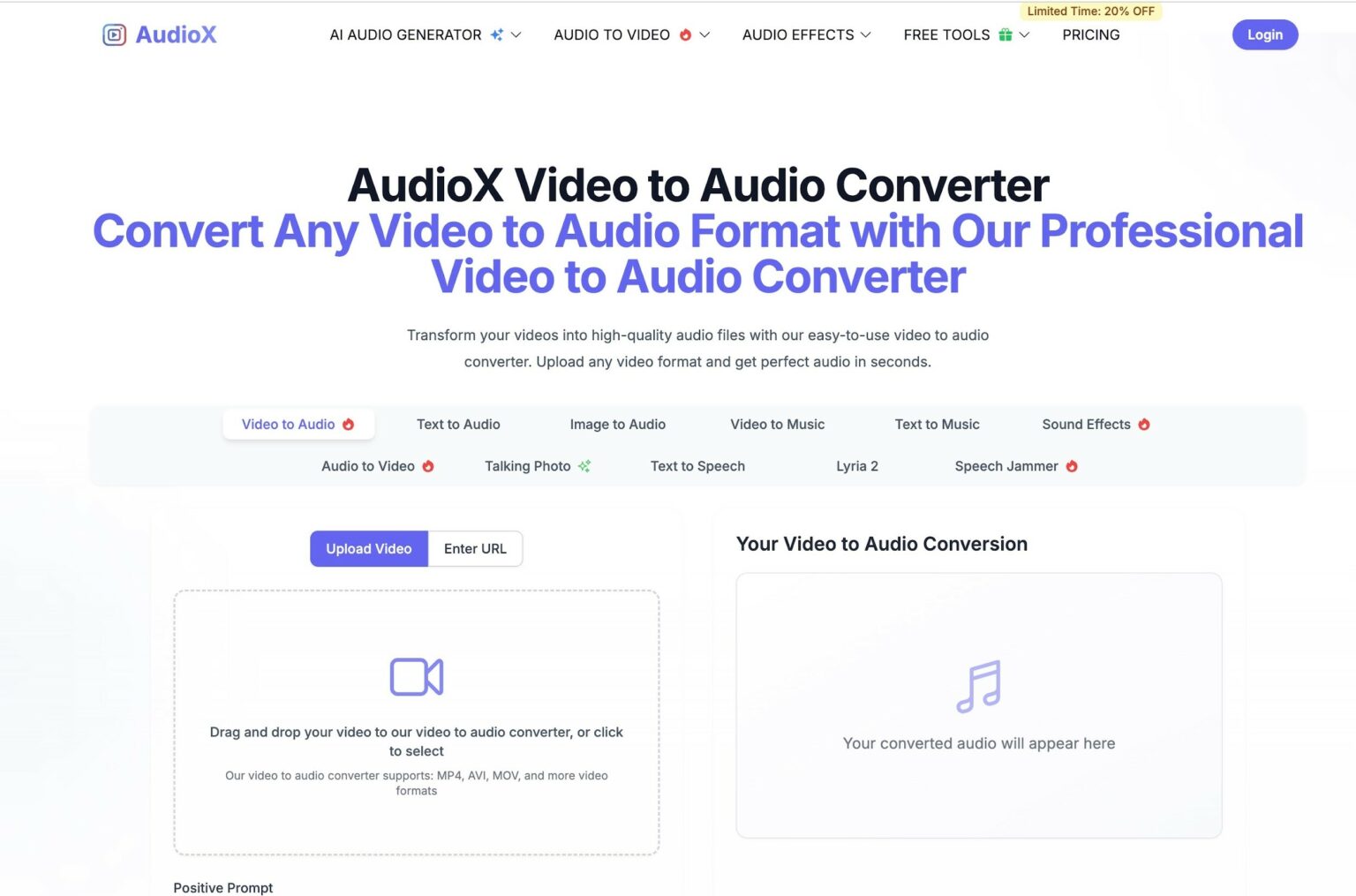 AudioX Video to Audio Converter | Fast & Easy AI Tool
